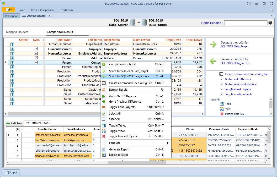 Compare And Synchronize The Data Two Of SQL Server Databases On 